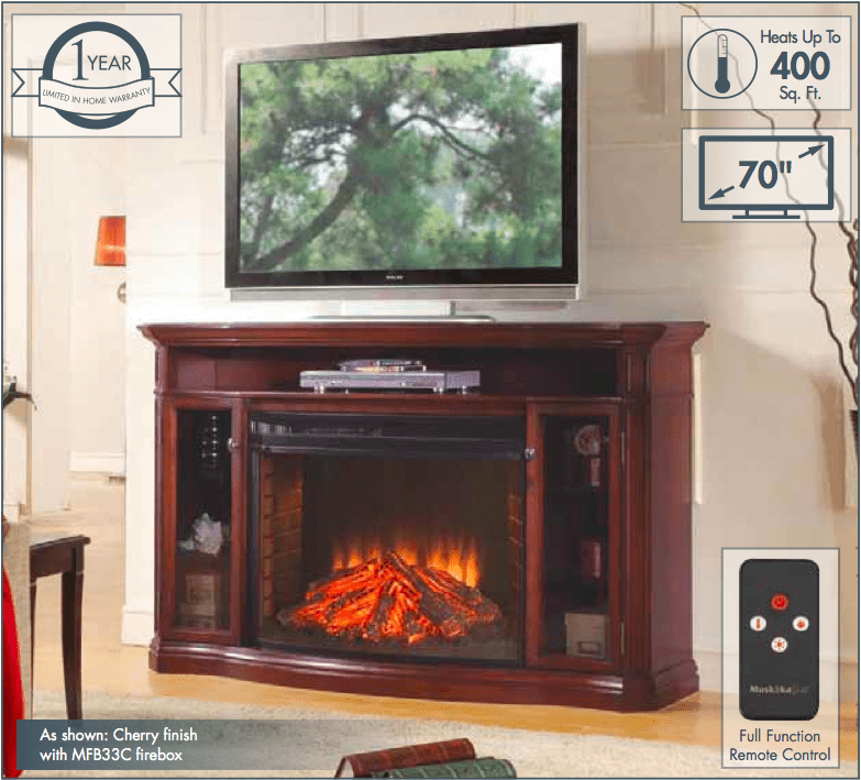 MTVSC3303SCH Stewart by Muskoka - Electric Fireplace Media Mantel w/Remote